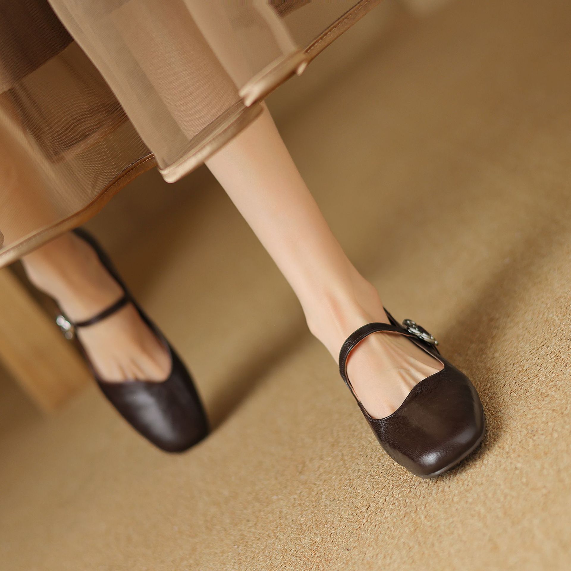 CHIKO Cavillace Square Toe Block Heels Mary Jane Shoes