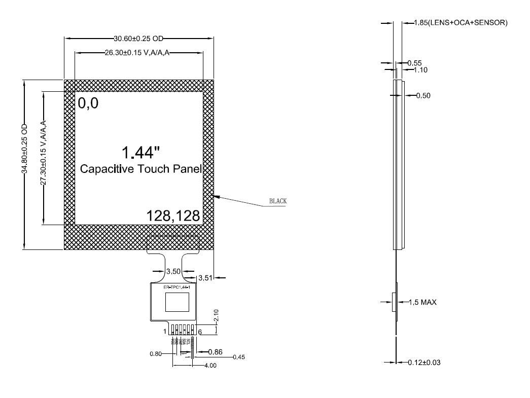 1.44寸电容式触摸屏含FT6336U控制器分辨率128x128-阿里巴巴