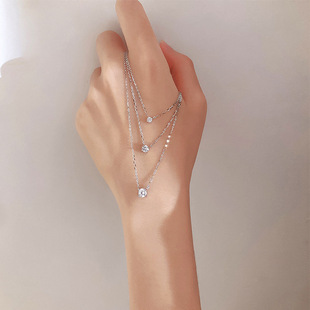 S925纯银镀14K金经典四爪闪钻项链简约气质女款锁骨链ins轻奢项饰-阿里巴巴