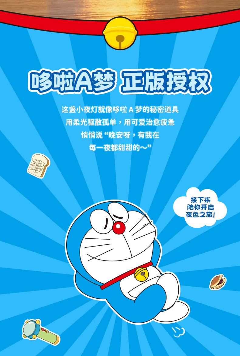 哆啦A梦下午茶小夜灯卧室床头伴睡氛围灯摆件USB充电款磁吸睡眠灯-阿里巴巴