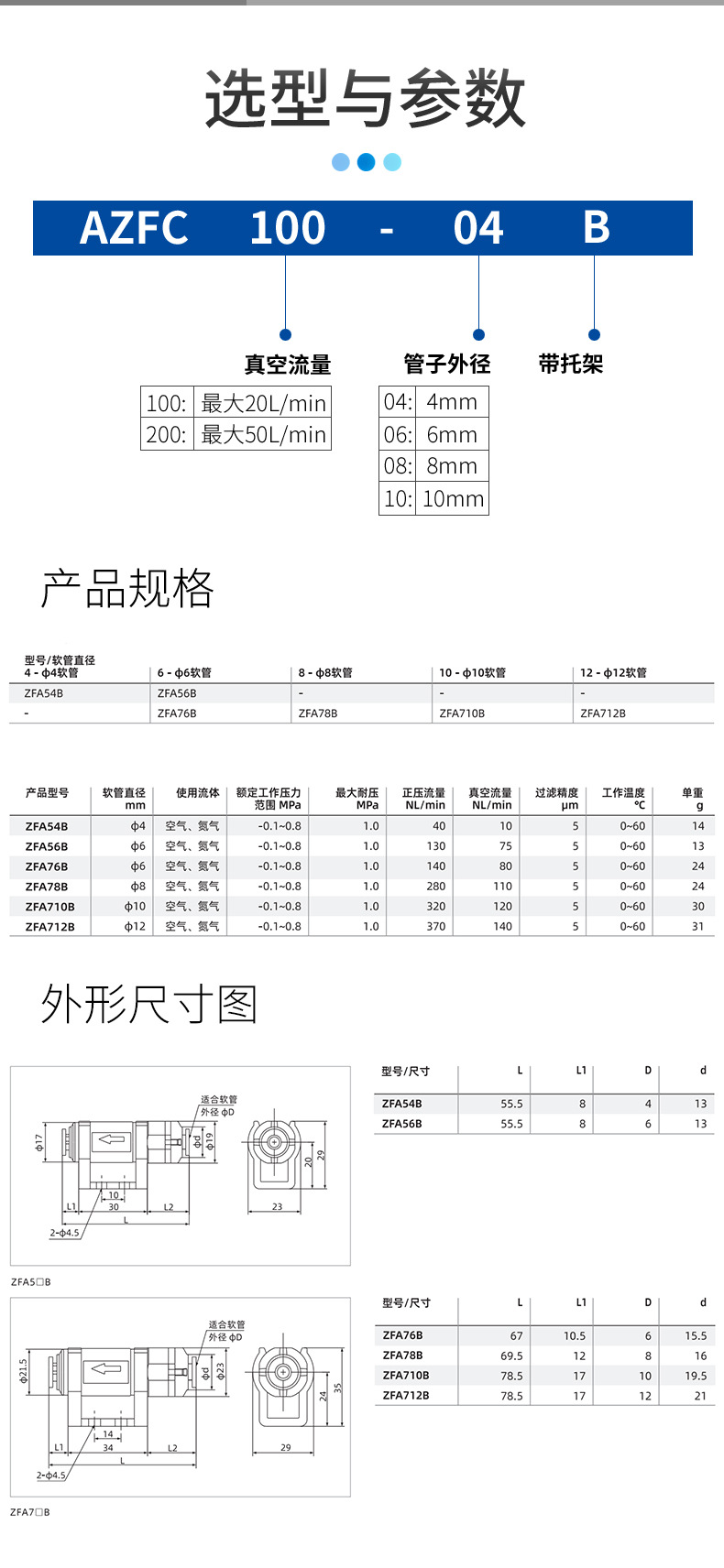 ZFC100-06B气动负压管道型空气真空过滤器200-08B小型ZFC54-B滤芯-阿里巴巴