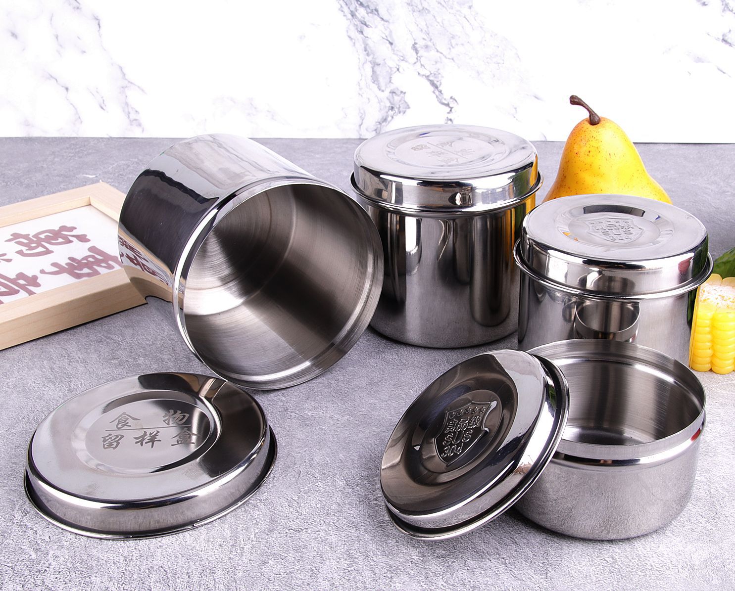 304食品分装盒食物留样盒调味盒套装圆型正方型碗型带盖储物罐-阿里巴巴