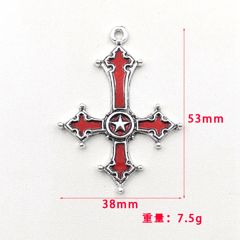 欧美风格复古暗黑哥特式倒十字架吊坠diy合金饰品配件54x38mm-阿里巴巴
