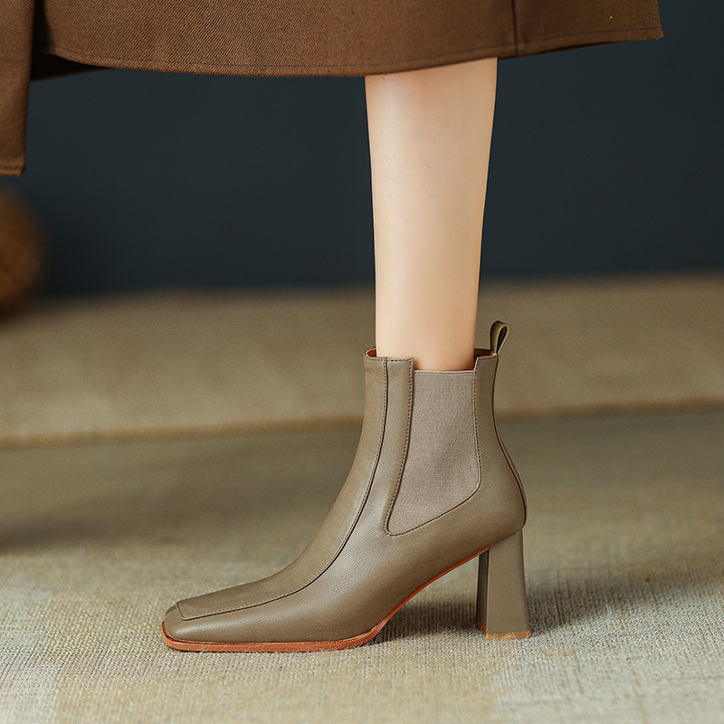 CHIKO Piedad Square Toe Block Heels Ankle Boots