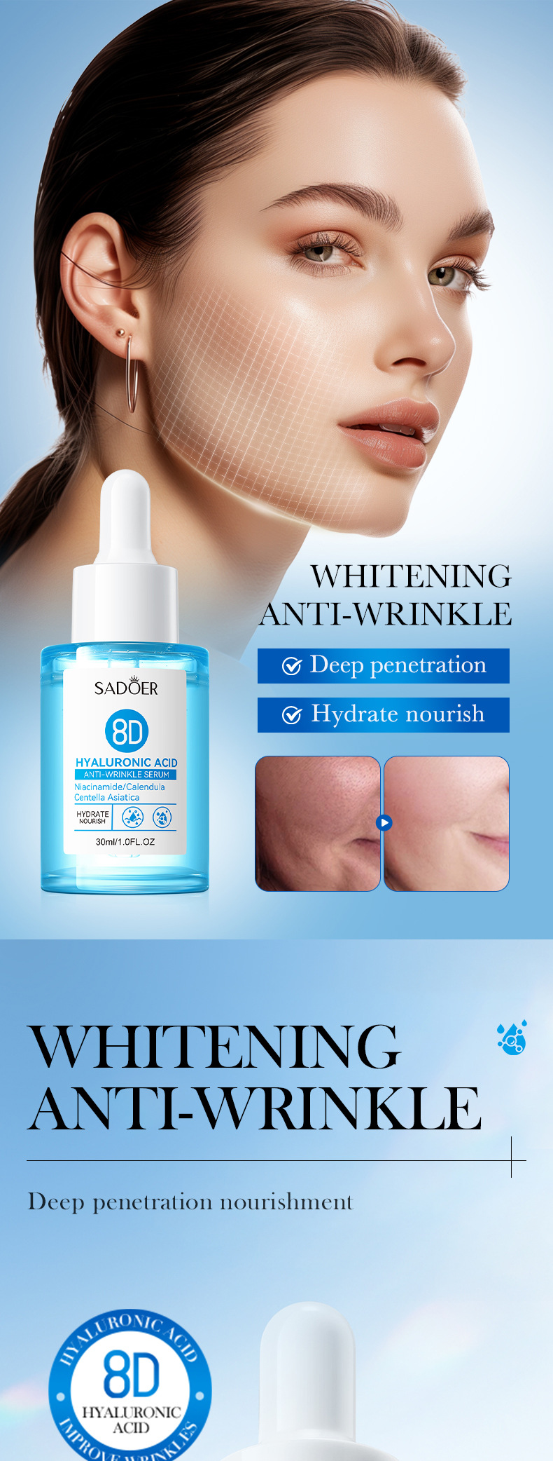 全英文精华液 SADOER 8D玻尿酸抗皱滋养精华液Essence跨境护肤品-阿里巴巴