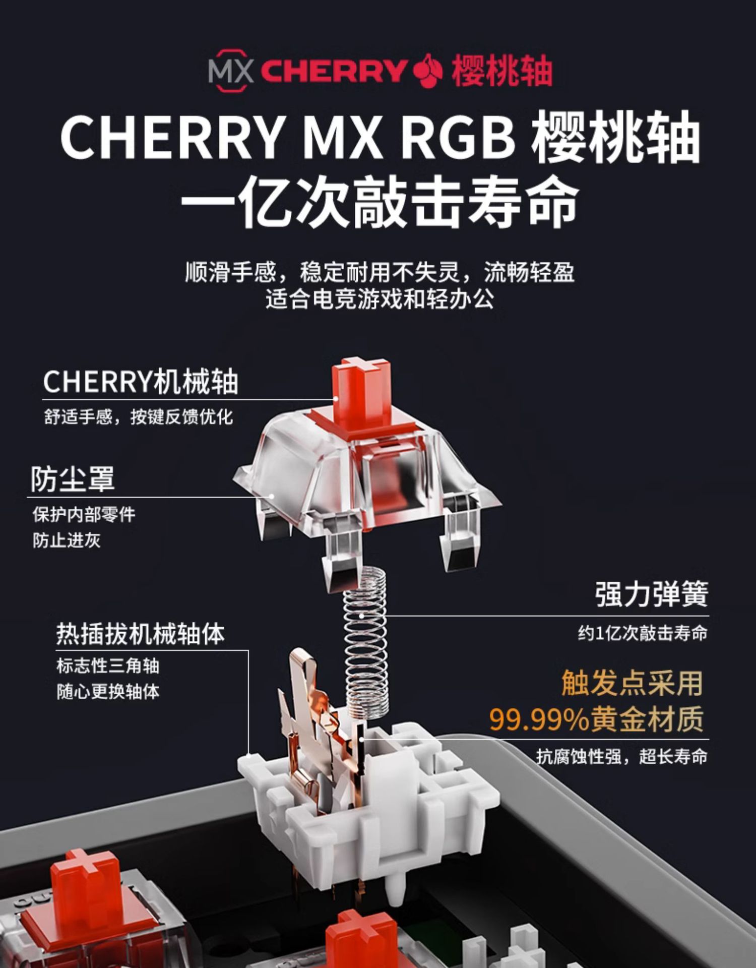 前行者Z108樱桃cherry轴机械键盘有线无线蓝牙三模黑红轴游戏电竞-阿里巴巴