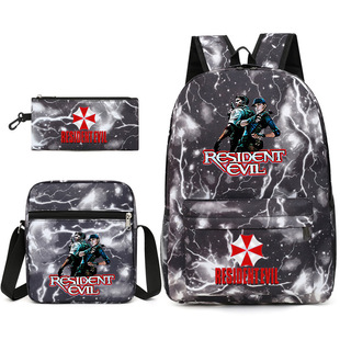 Resident Evil生化危机双肩背包开学季学生笔袋单肩包书包三件套-阿里巴巴