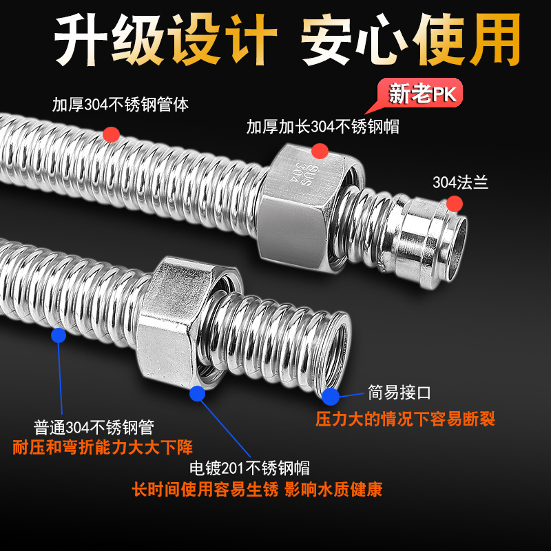 Thickened 6 points 304 stainless steel bellows DN20 water heater boiler ...