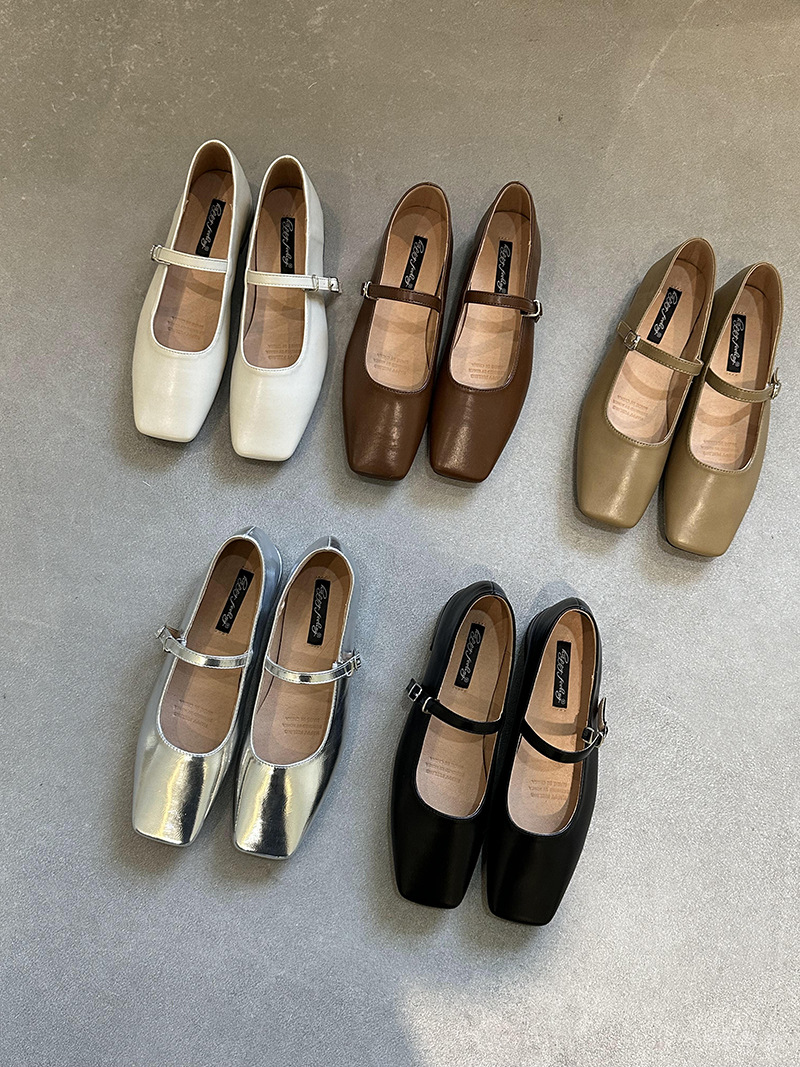 法式小众方头银色小皮鞋春低跟粗跟浅口玛丽珍单鞋女-阿里巴巴