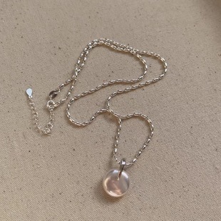 13-14mm天淡水然巴洛克纽扣珍珠吊坠米粒项链s925银锁骨链复古女-阿里巴巴
