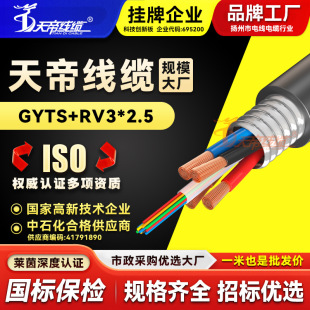 天帝光电复合缆GYTS-4B1+RV3*2.5铠装光电综合电缆监控一体线-阿里巴巴