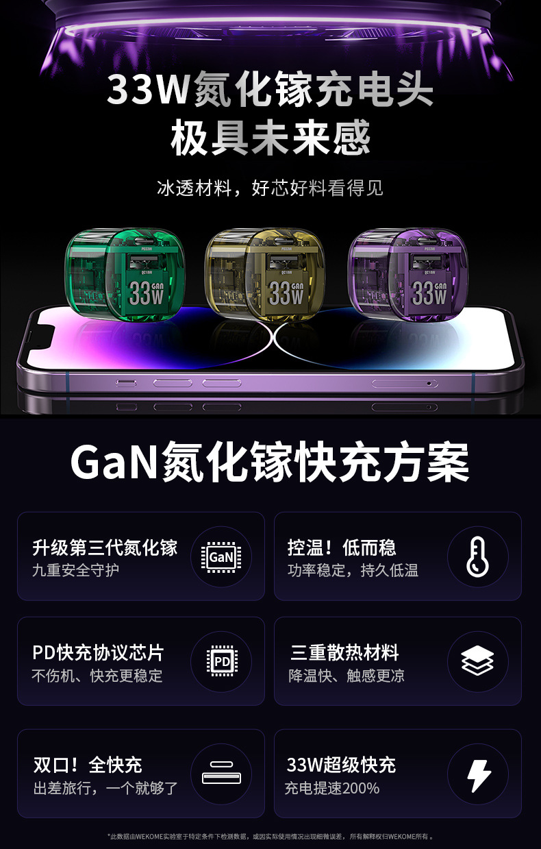 WEKOME透明机甲33W氮化镓充电头3C认证手机充电器PD20W适用于苹果-阿里巴巴