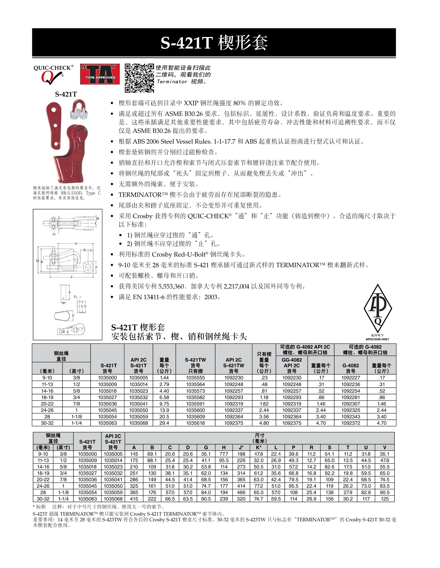 【CROSBY授权代理】S-421T 楔形套-阿里巴巴