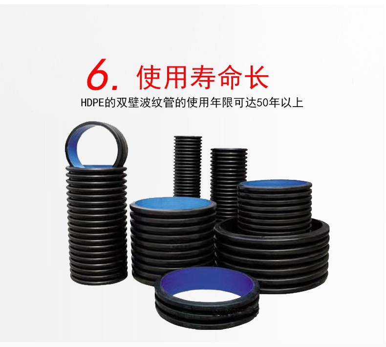 塑料排水管 双壁波纹管dn200 300 400 hdpe排污波纹管 双臂波纹管-阿里巴巴