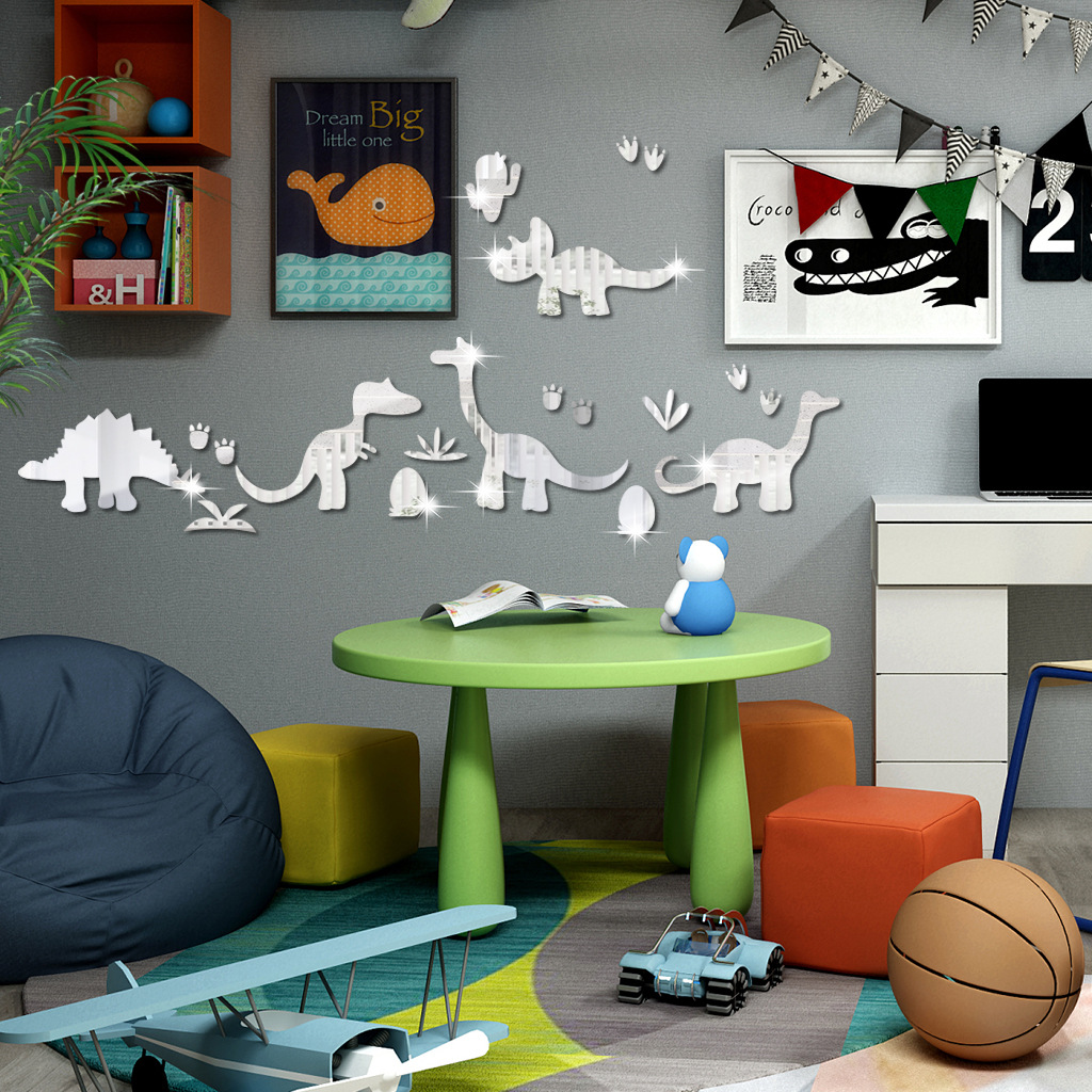 亚马逊热销亚克力恐龙乐园5只恐龙镜面贴SM238卧室客厅镜子贴批发-阿里巴巴