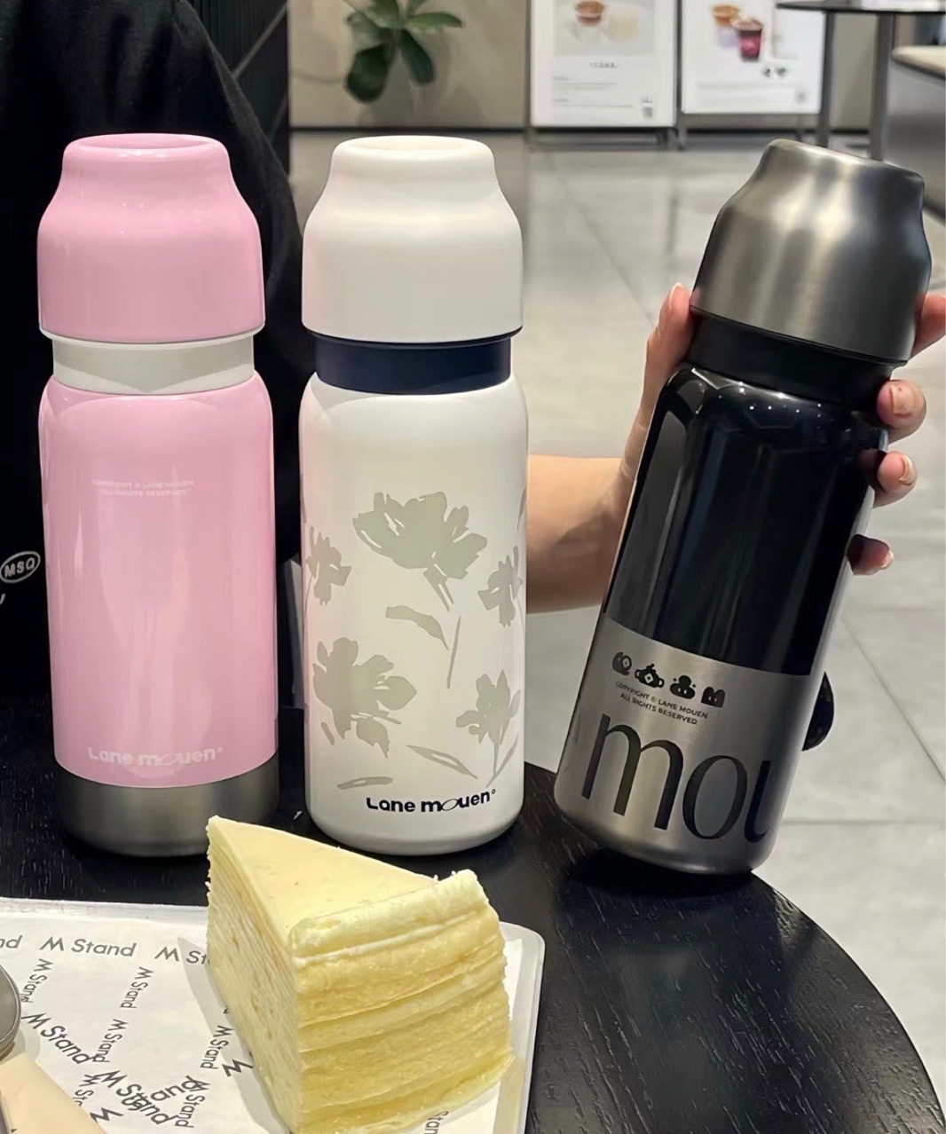 览萌Lane Mouen大容量保温杯316L不锈钢女高颜值便携水杯生日礼物-阿里巴巴