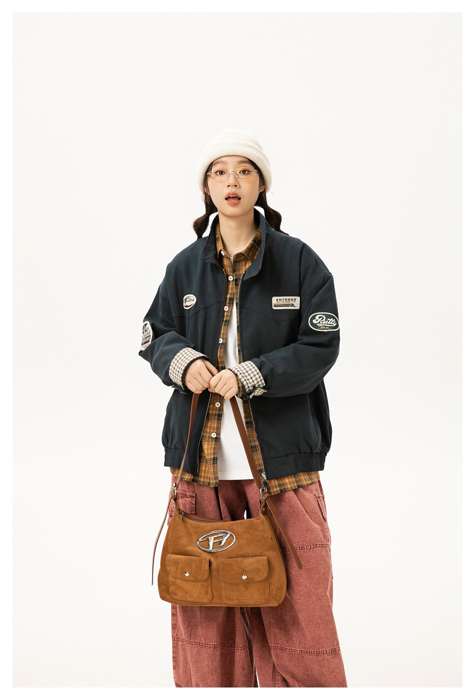 Orderliness日系复古徽章飞行夹克外套男女宽松痞帅立领上衣JK606-阿里巴巴