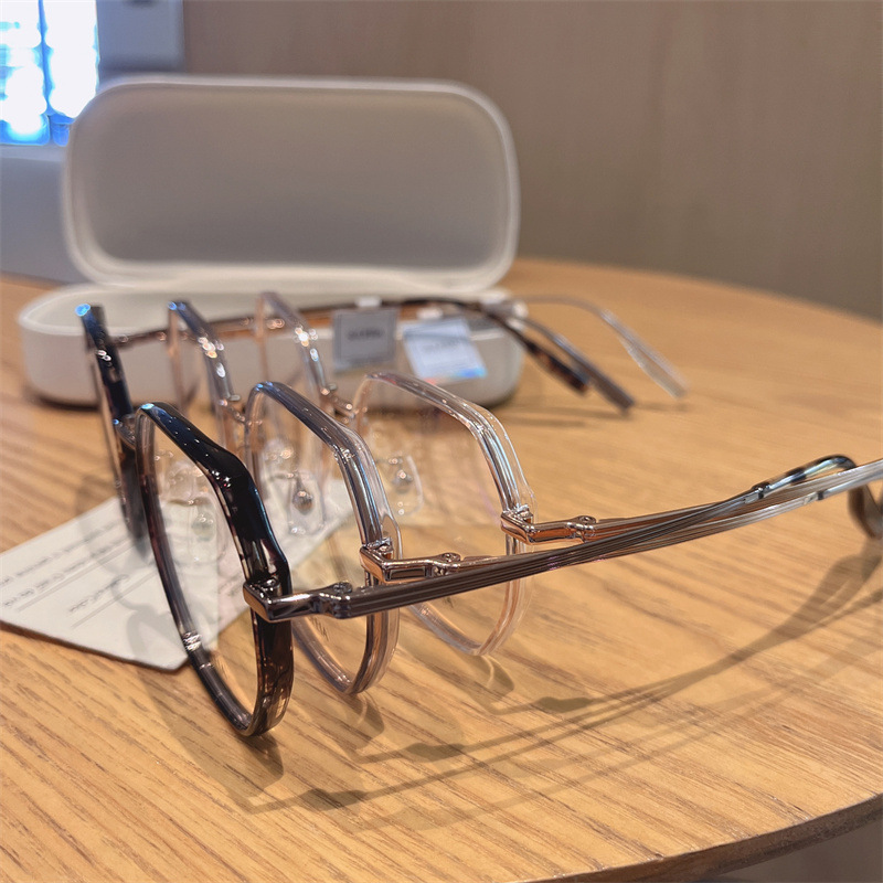 52索菲亚SUOFEIA大框多边形近视眼镜框女纯钛宽边眼镜架可配度数-阿里巴巴