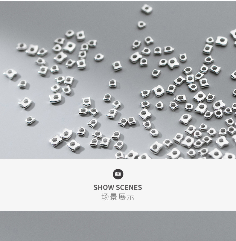 S925素银不定形手串小隔片按克异形隔珠手工DIY编绳材料配件B0002-阿里巴巴
