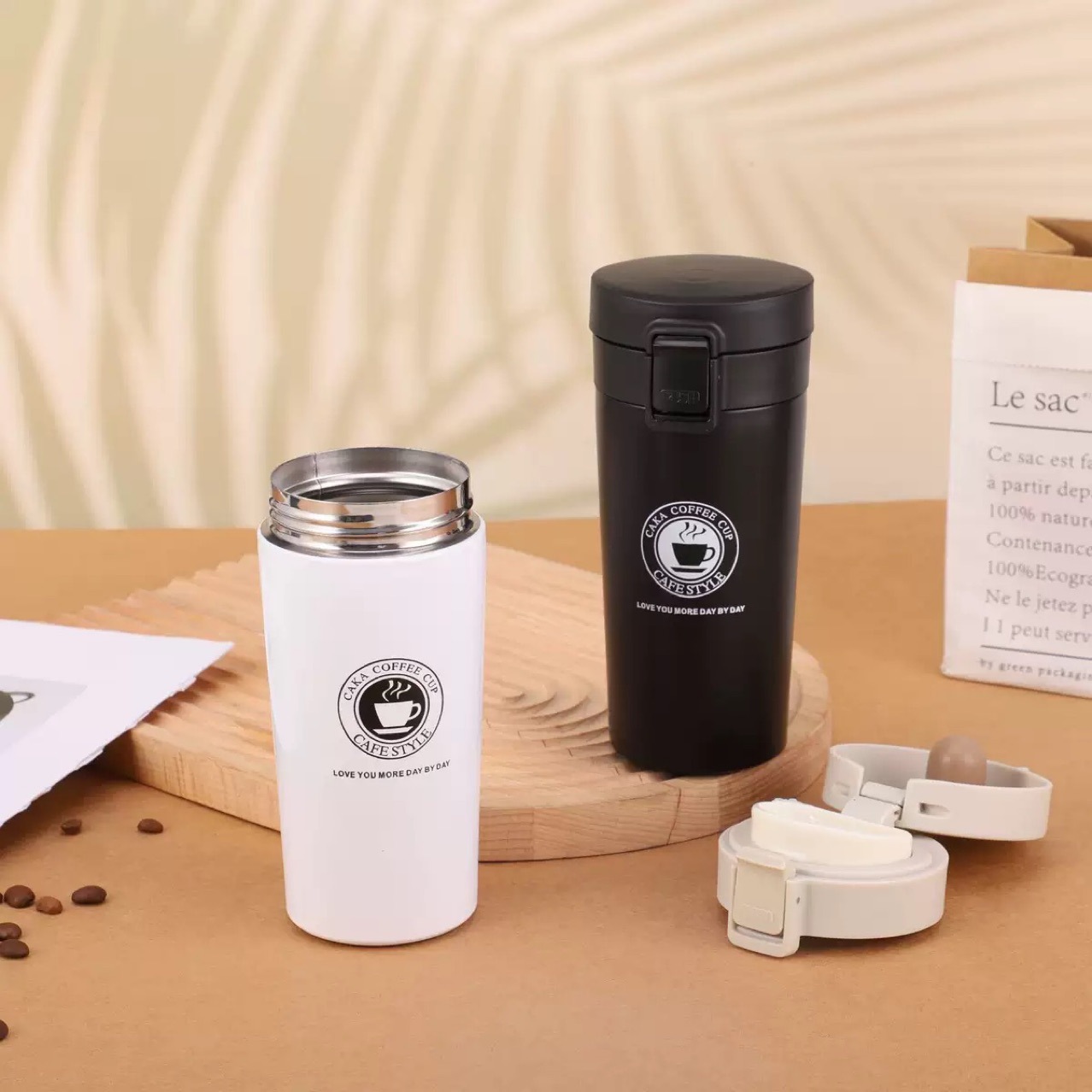 跨境304不锈钢一代咖啡杯双层保温杯弹跳盖礼品水杯便携式-阿里巴巴