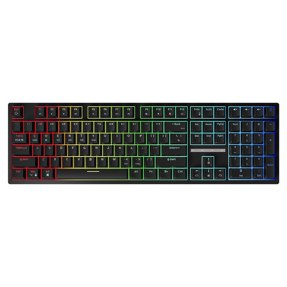 赤暴HW108炫彩灯光三模游戏娱乐办公茶轴红轴电脑静音真机械键盘-阿里巴巴