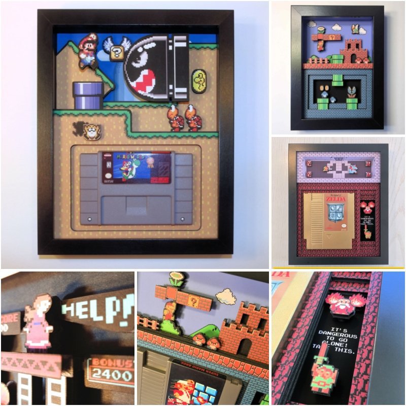 独立站爆款 3D Shadowbox怀旧游戏艺术摆件画框相框PVC材质现货-阿里巴巴