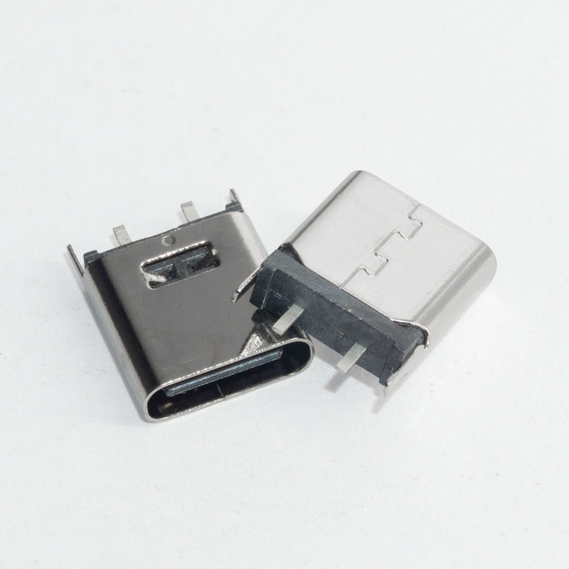 TYPE-C2P直插简易母座type-c母座 typec立式2P母座180度直插-阿里巴巴