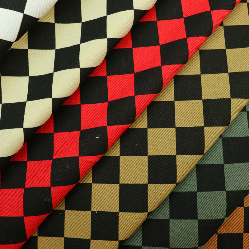 春秋款斜纹棋盘格印花布料 棉质时尚服装裙子面料厂家批发-阿里巴巴