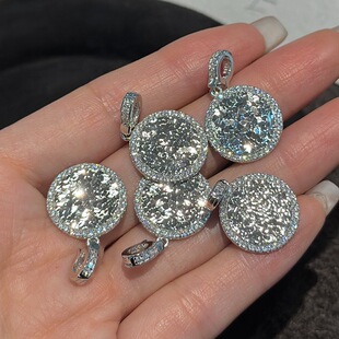 s925纯银CNC车花吊坠中古风vintage小众设计简约时髦细闪圆形挂件-阿里巴巴