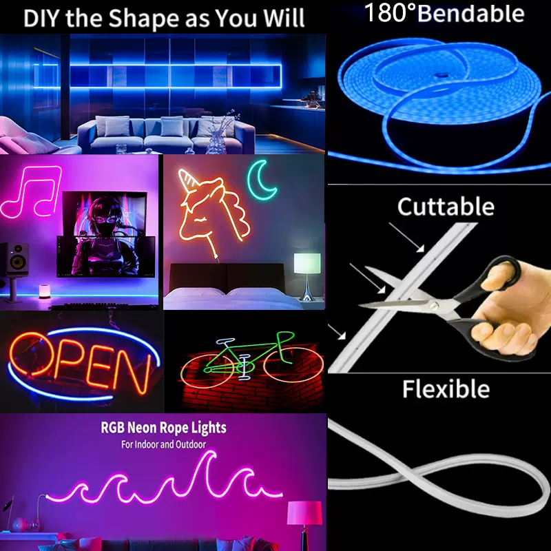 usb neon light rgb silicone led waterproof light with | E2G