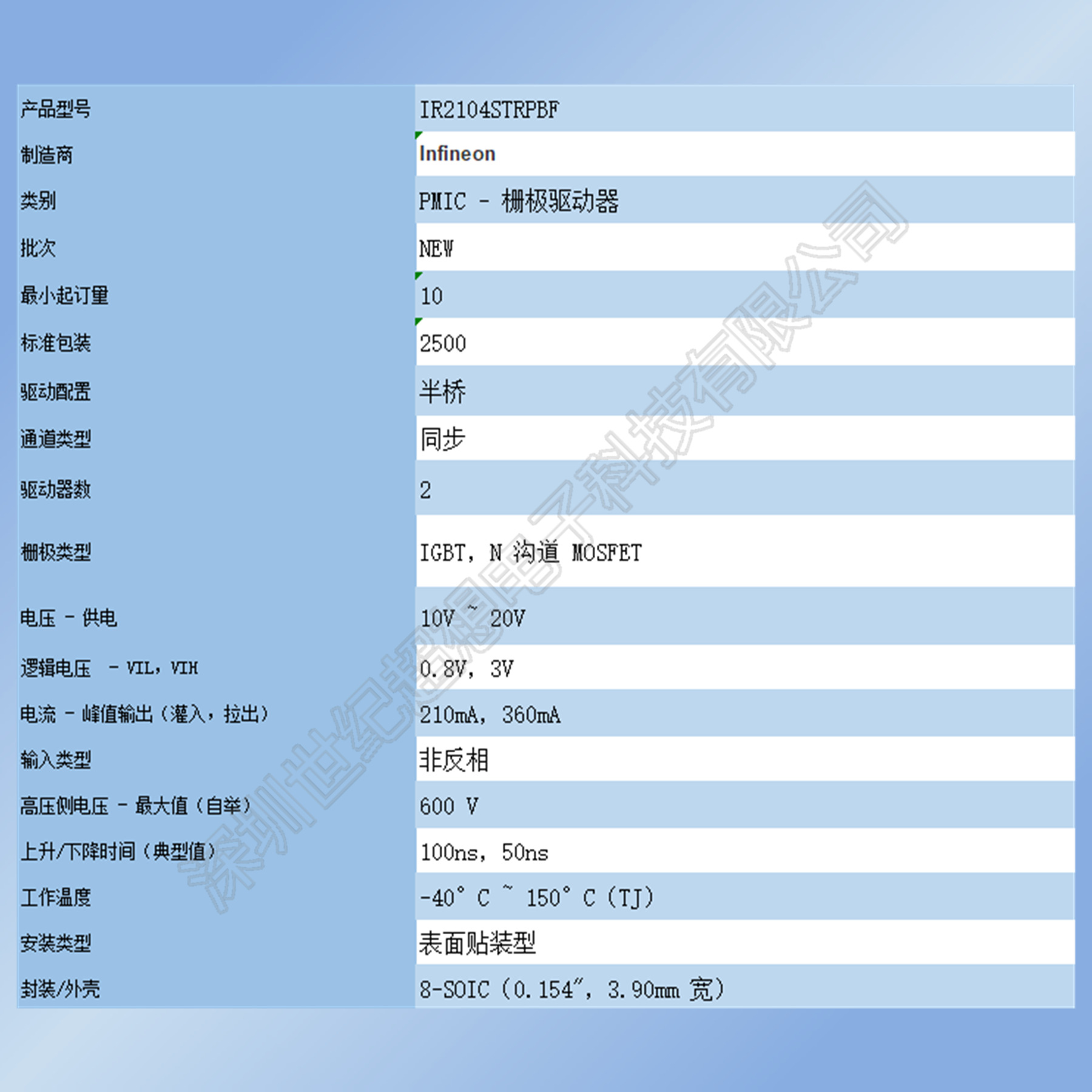 原装 IR2104STRPBF 电源芯片 半桥 栅极驱动器 非反相2驱动 SOP-8-阿里巴巴