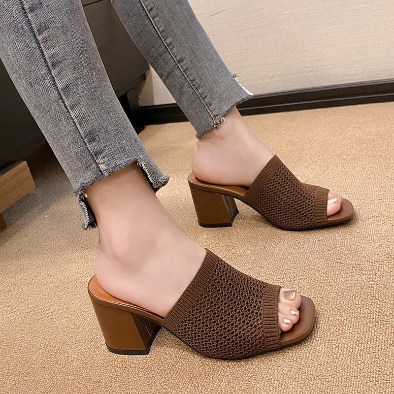 2024 Summer New plus size Flying Woven High Heel Sandals and Slippers ...