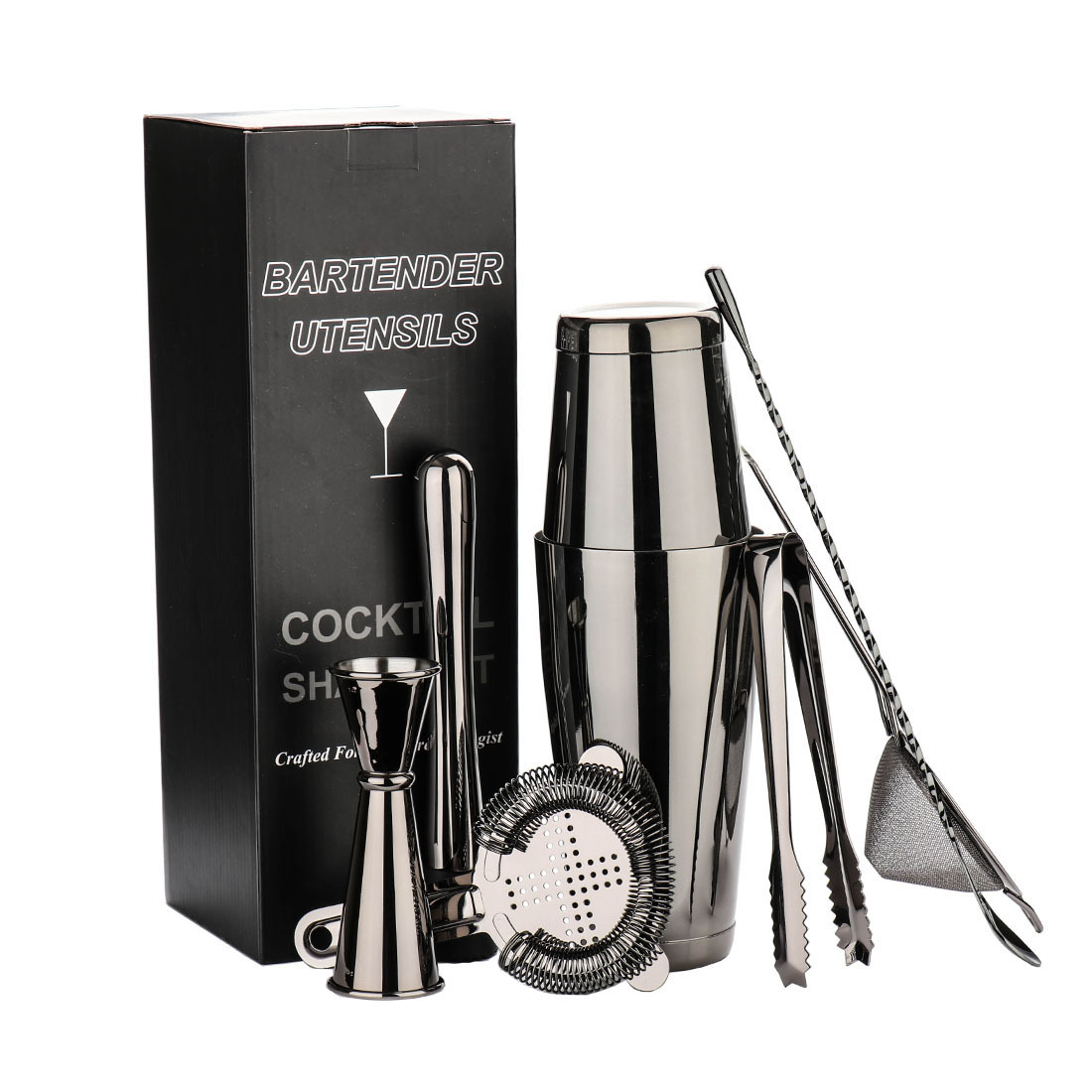 304不锈钢七件套波士顿调酒器套装 鸡尾酒摇酒壶 雪克壶酒吧用具-阿里巴巴