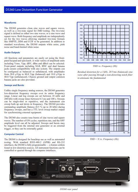 测量与测试DS360 200 kHz 低失真发生器美国SRS线性和对数扫描-阿里巴巴