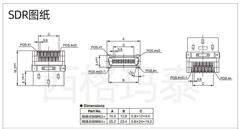 cameralink工业相机SDR装配连接器26P公插头HTK本多HDR-E26MAG1+-阿里巴巴