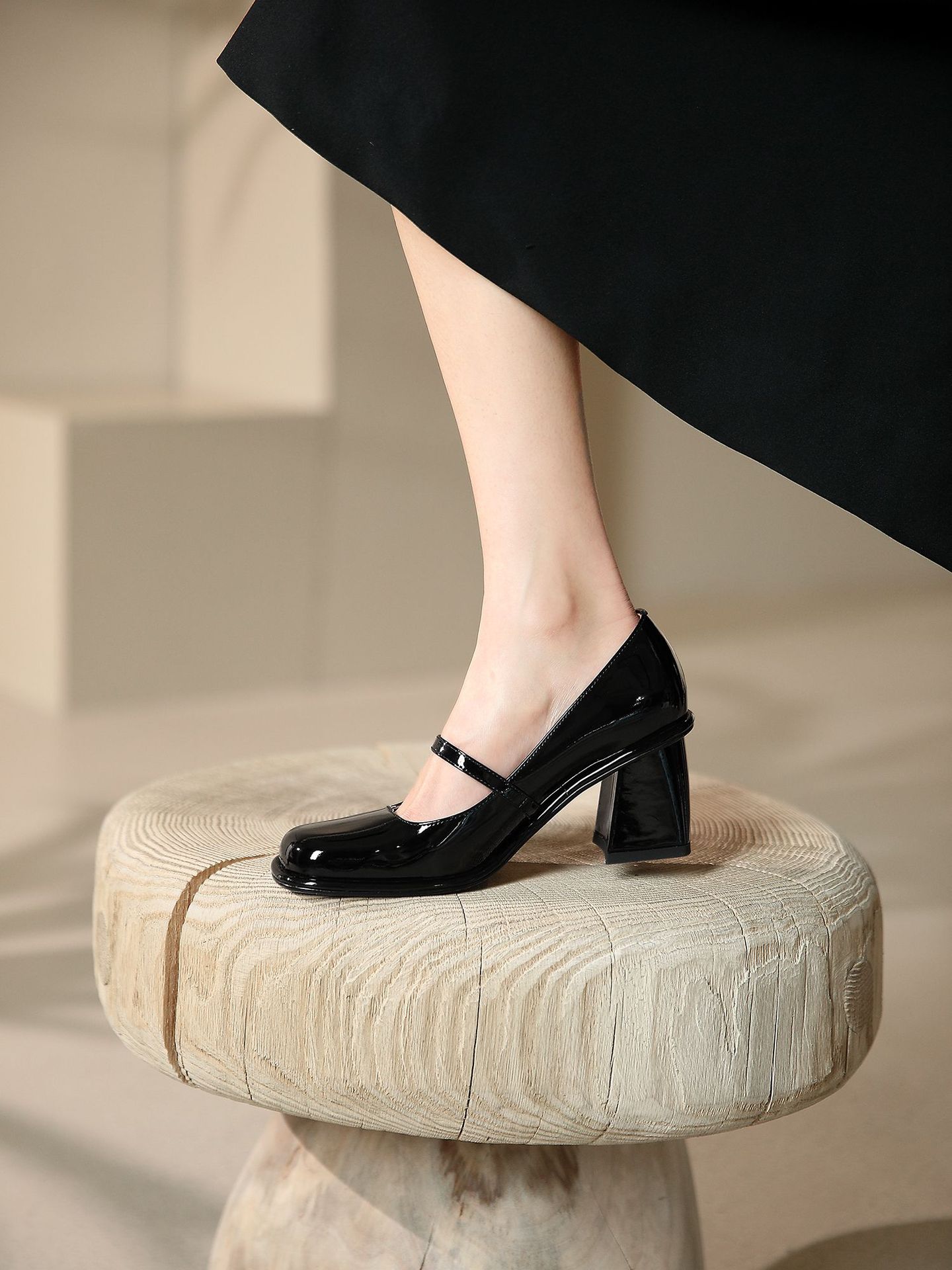 CHIKO Bjorg Square Toe Block Heels Mary Jane Shoes