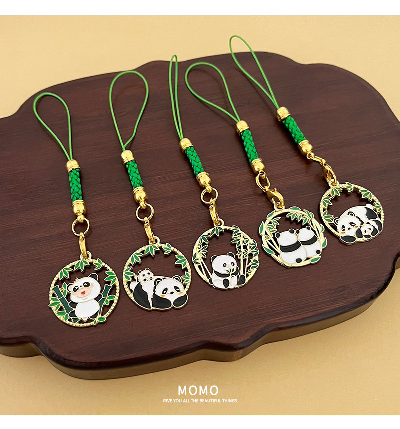 金属熊猫钥匙扣手机挂绳创意挂件小饰品可爱情侣书包挂饰文创礼品-阿里巴巴