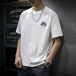 高街美式260g重磅短袖T恤男宽松大码夏季ins潮流印花百搭圆领半袖-阿里巴巴