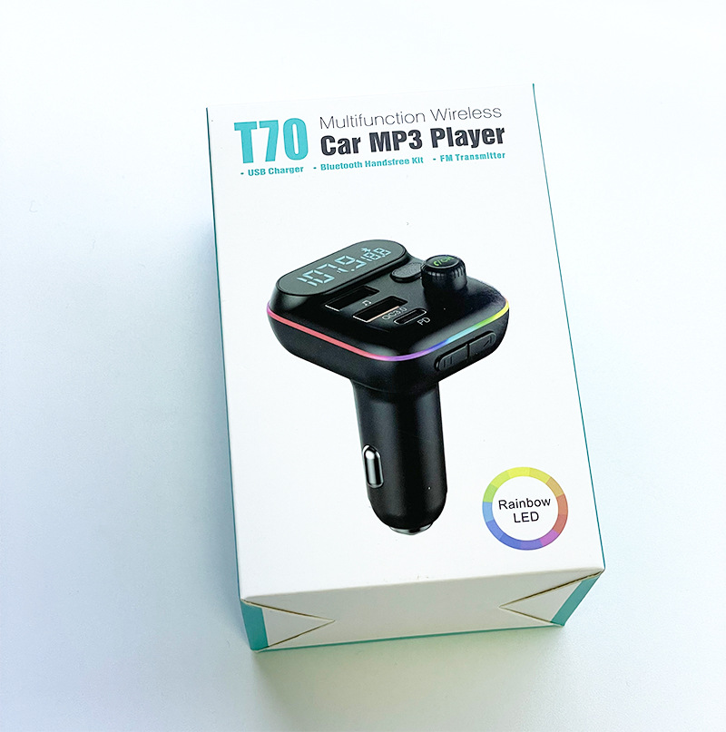T70车载mp3播放器新款汽车蓝牙PD/QC3.0快充FM发射器USB C车载mp3-阿里巴巴