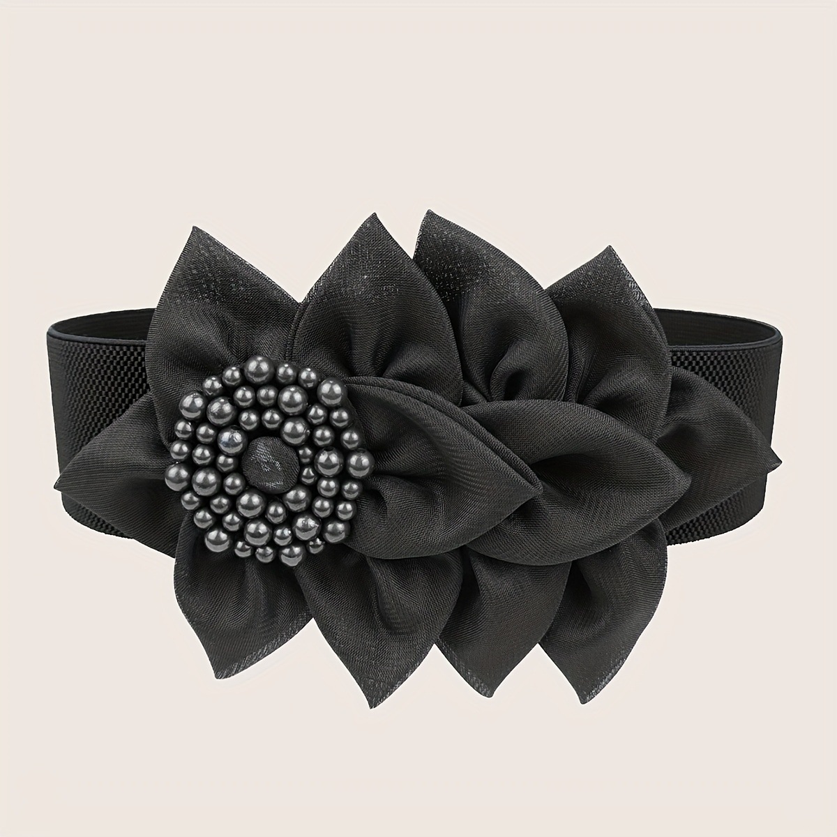 Black Flower Belt Red Elastic Belt One Black Flower腰带-阿里巴巴