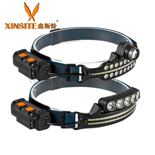 XINSITE多功能头戴式手电户外夜跑大功率感应头灯强光远射头戴灯-阿里巴巴