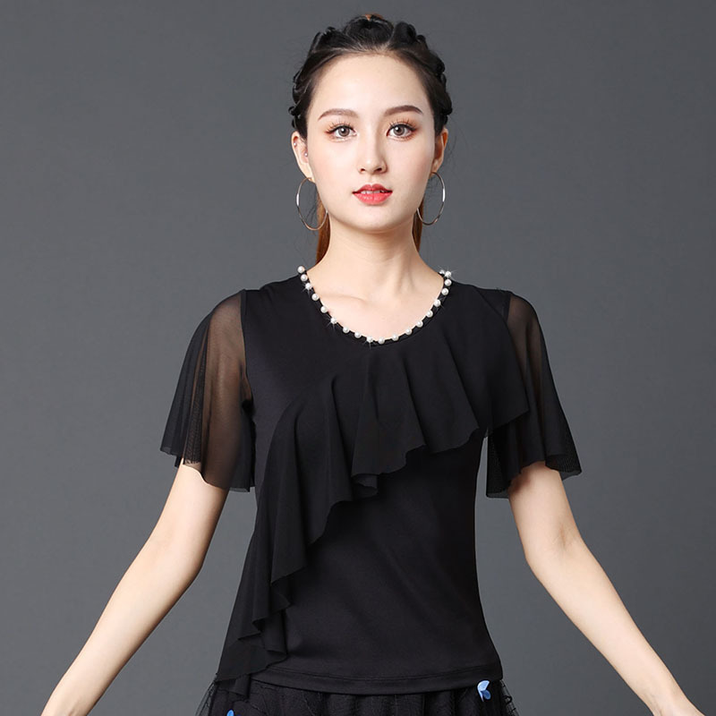 Red ruffles dancing Latin Ballroom Dance Tops For Women salsa chacha ...