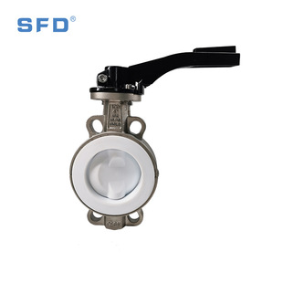 对夹式衬氟蝶阀D71F4-16P手动碳钢工业阀门耐强酸碱软密封-阿里巴巴