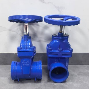 沟槽闸阀DN100蓝色给水软密封暗杆Z85X-16Q卡箍式手动开阀门-阿里巴巴