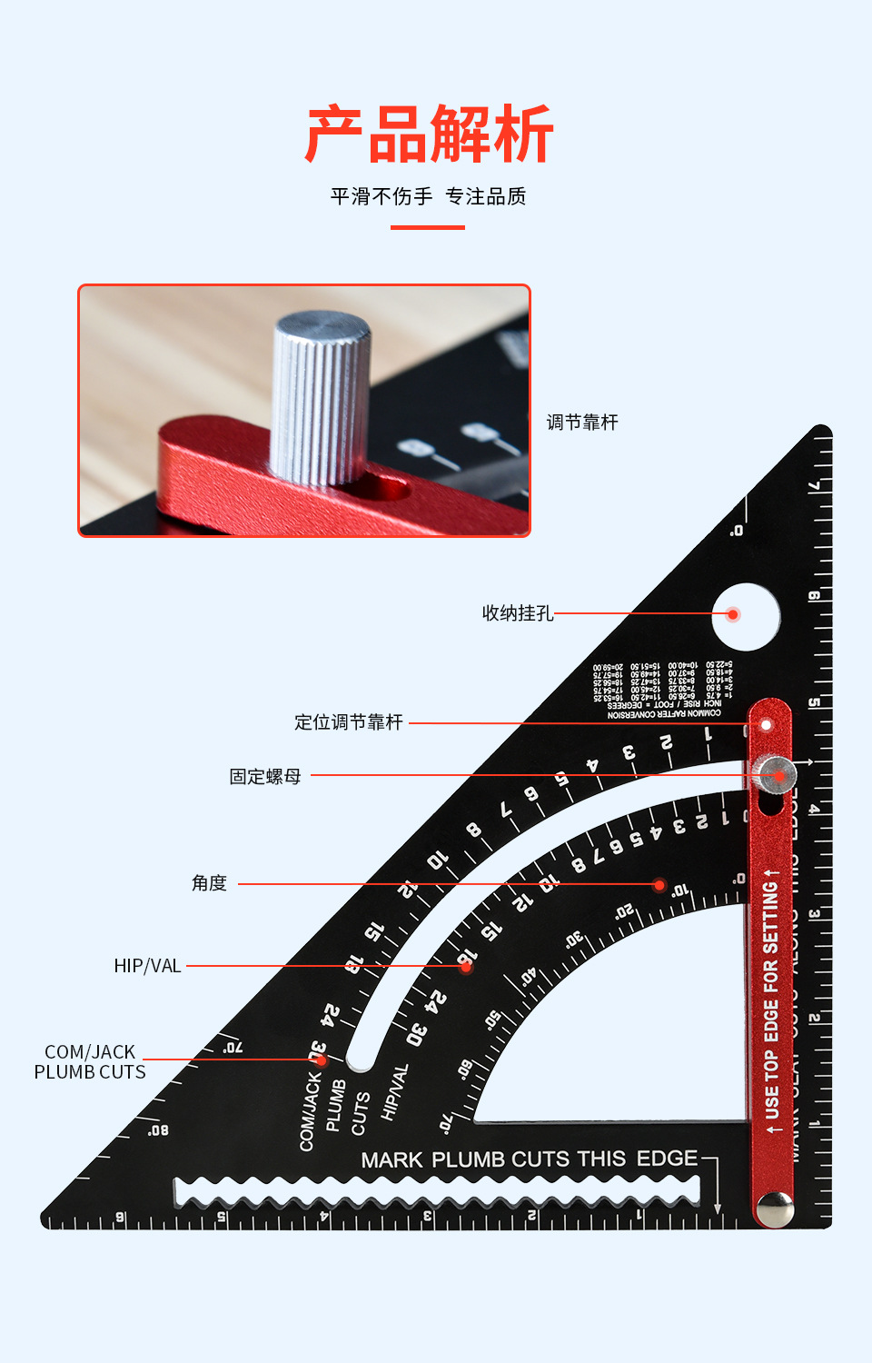 高精度铝合金三角板可拆卸调节角度木工三角尺7寸12寸45度直角尺-阿里巴巴