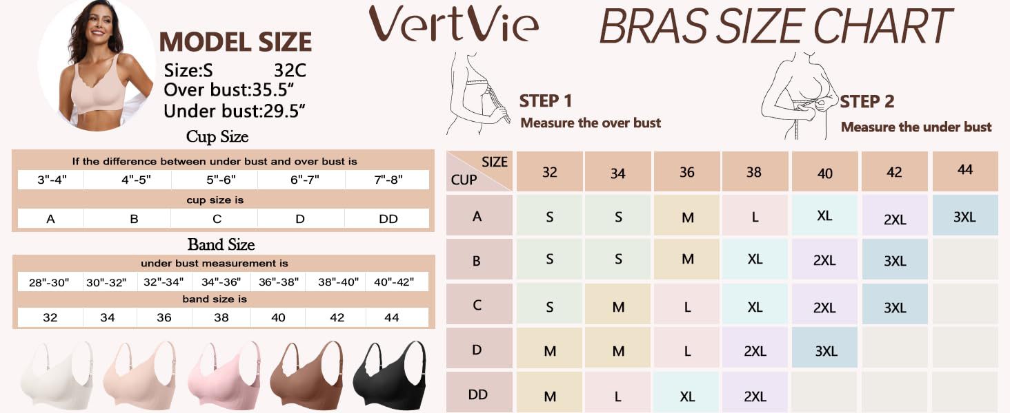 Vertvie Women's Seamless Bras No Underwire Scalloped Pus-阿里巴巴