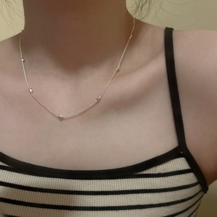 极简冷淡风爱心项链女叠戴百搭时尚个性S925镀银锁骨链ins风颈链-阿里巴巴
