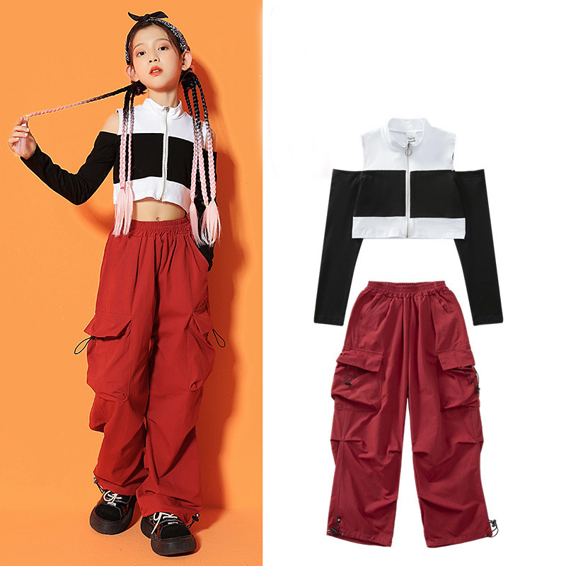 Children girls street hiphop rapper jazz dance costumes girls trendy ...