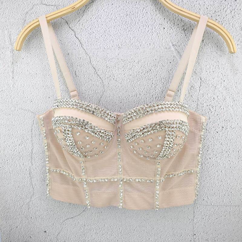 Mint black white rivet jazz dance bra tops for women Sexy short design ...