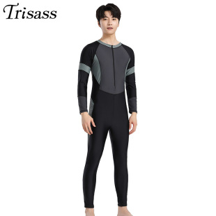 Trisass 男士长袖长裤连体游泳衣沙滩防晒冲浪服潜水加大码水母衣-阿里巴巴